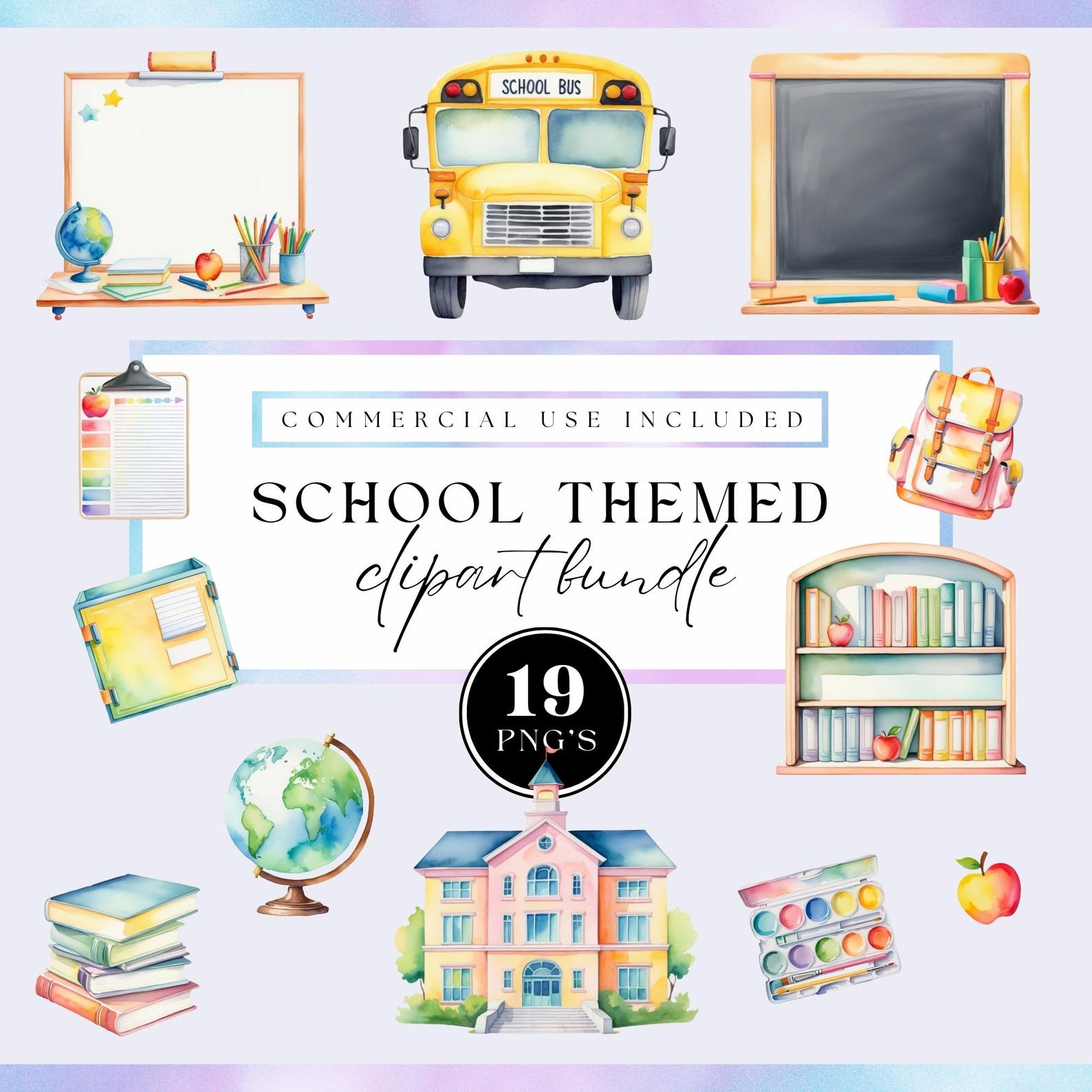 Cute School Supply Clipart, School Supplies Pastel Clip Art ...