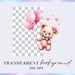 Pink Teddy Bear Clipart With Heart Balloons, Valentines Day Love Theme ...