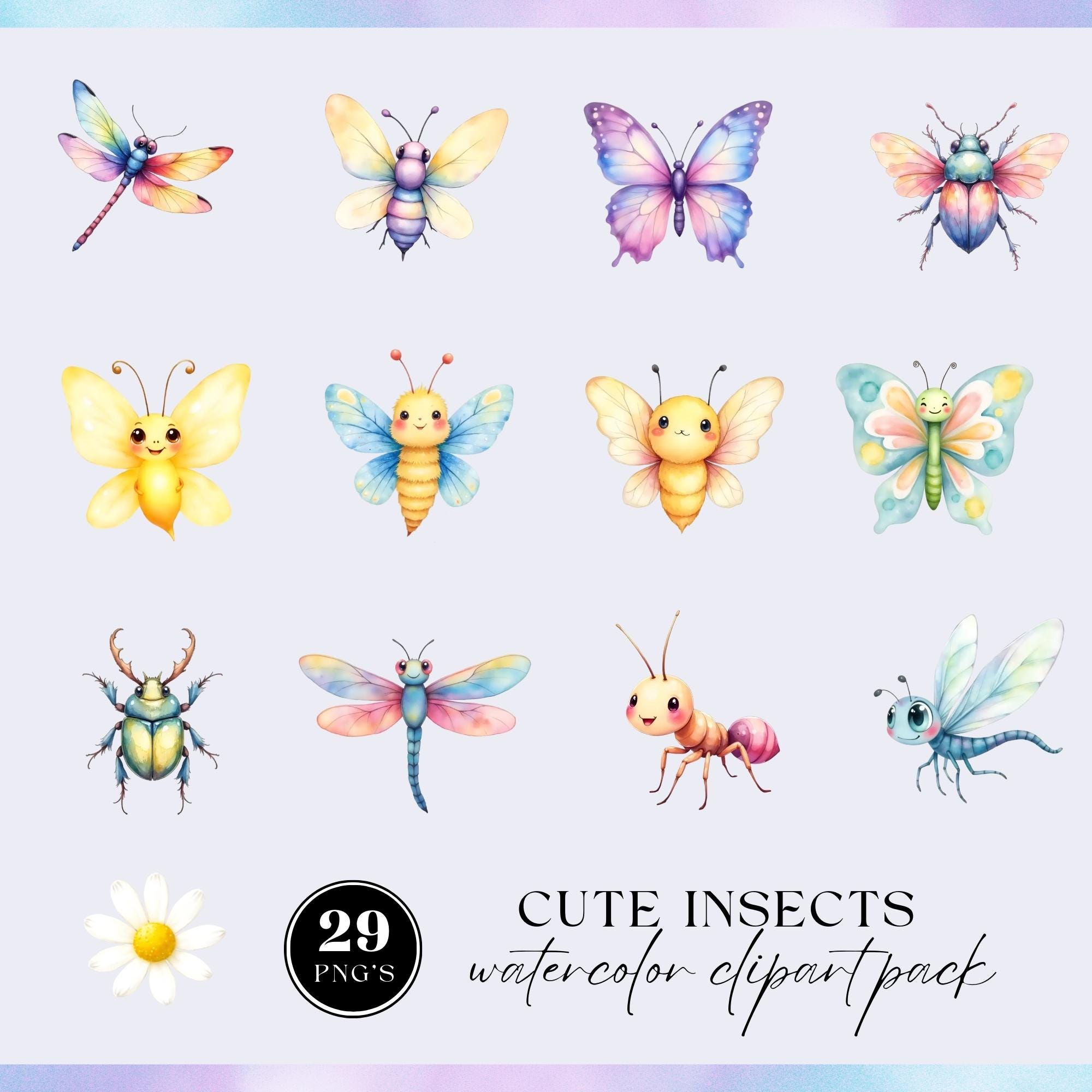 Cute Insects Clipart, Watercolour Bugs PNG, Spring Garden Creatures ...