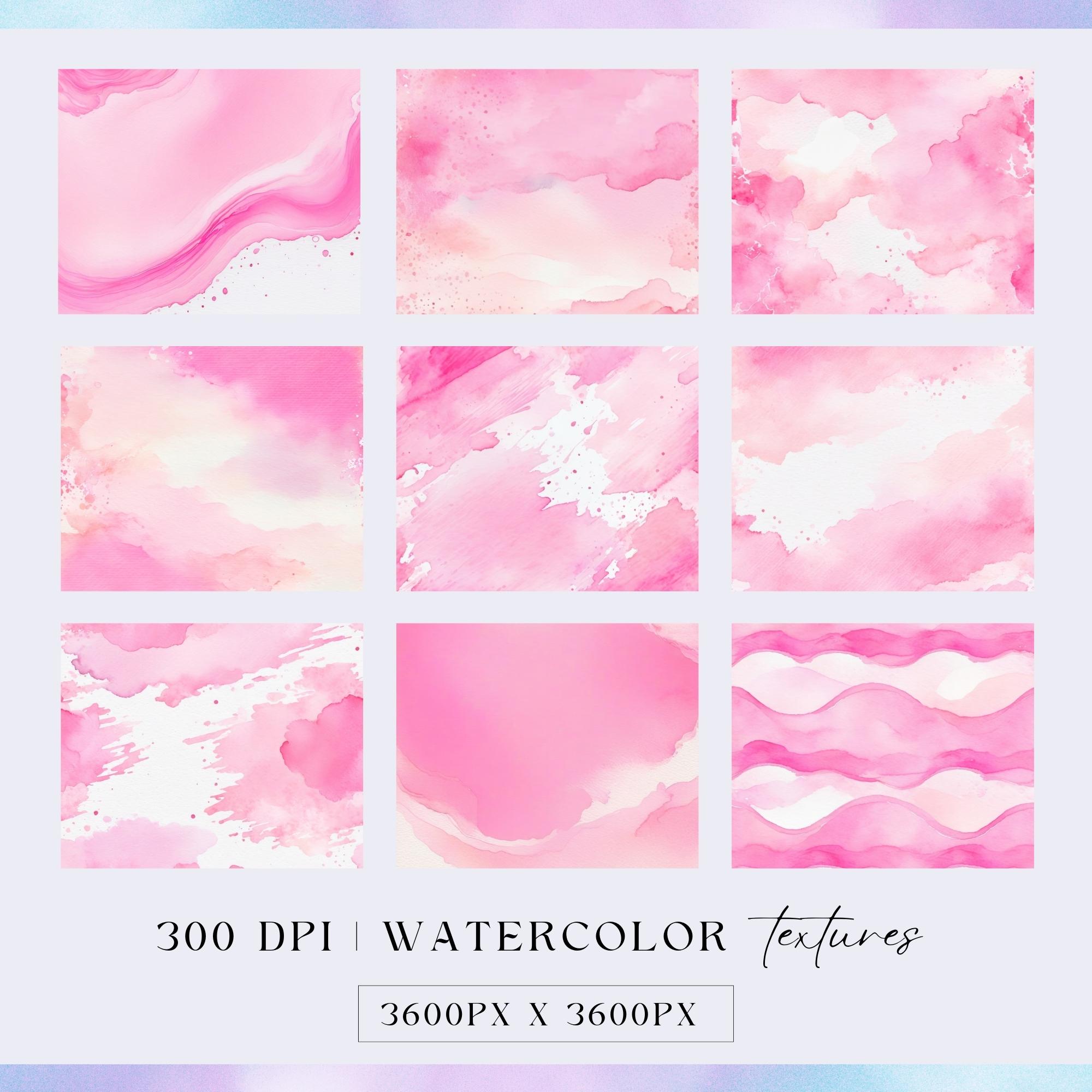 Pink Watercolor Texture Pack, Watercolour Digital Papers, Pastel ...
