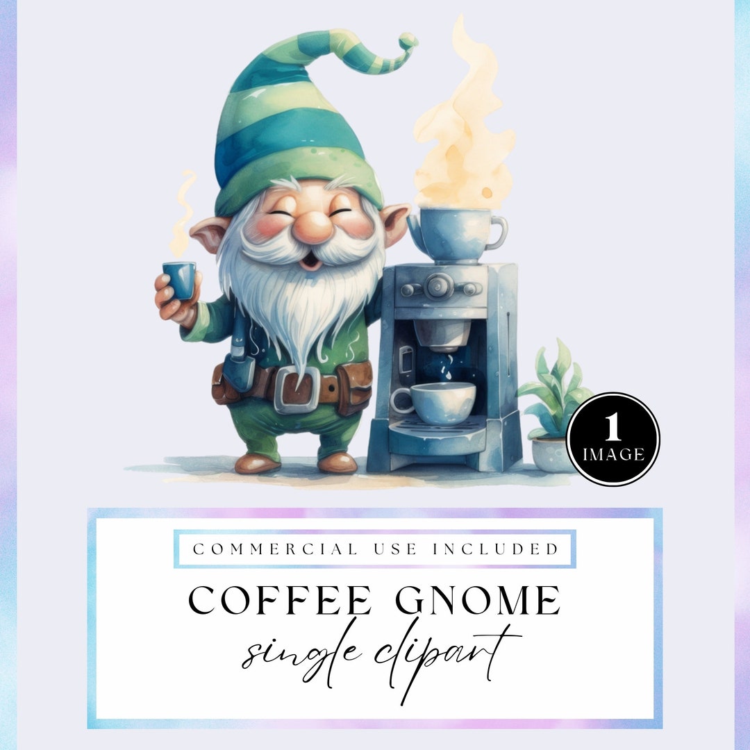 Watercolor Coffee Lover Gnome Clipart, One Single Image, Cute Garden ...