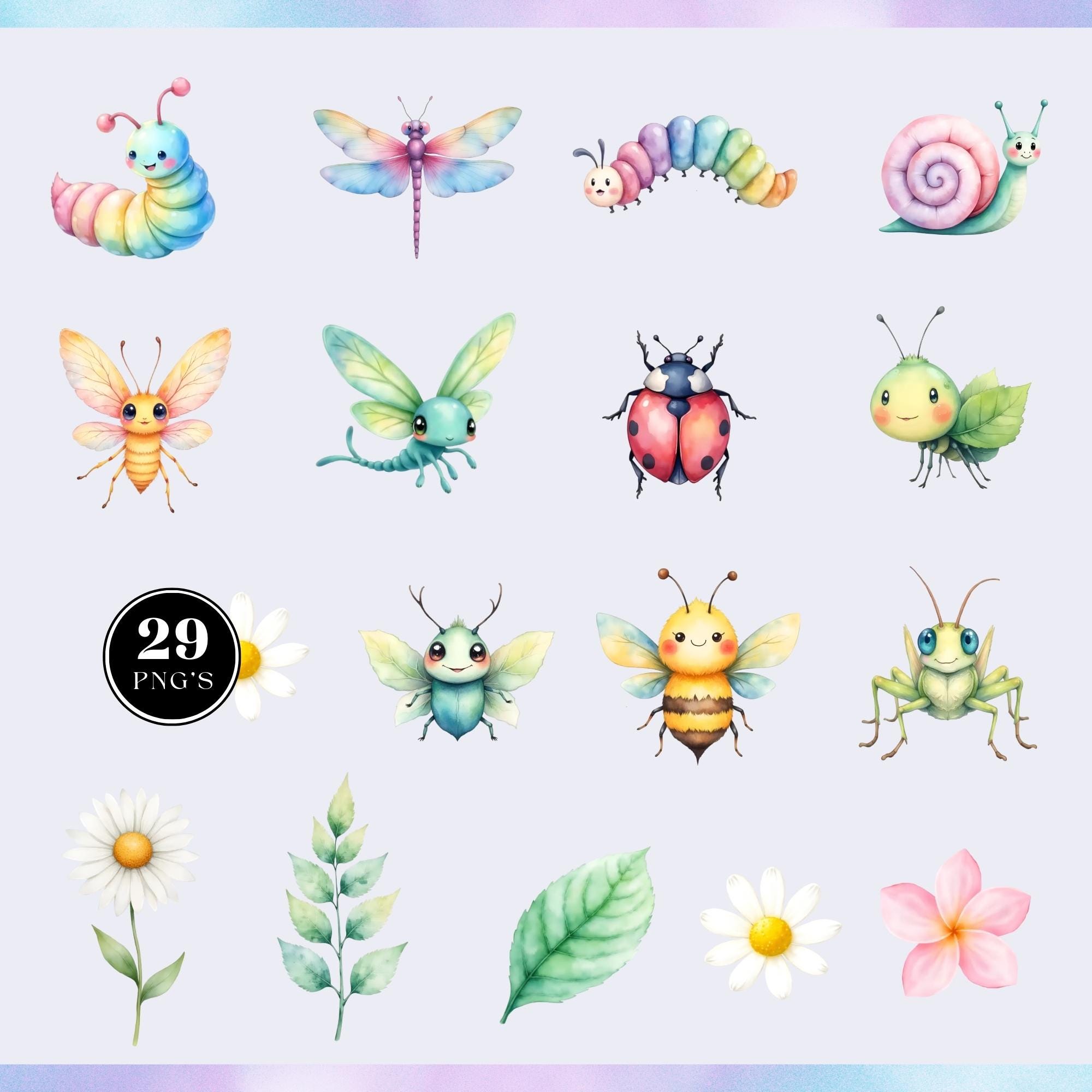 Cute Insects Clipart, Watercolour Bugs PNG, Spring Garden Creatures ...