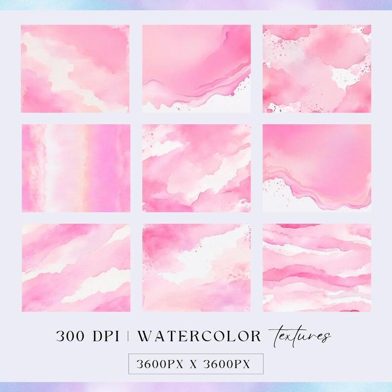 Pink Watercolor Texture Pack, Watercolour Digital Papers, Pastel ...
