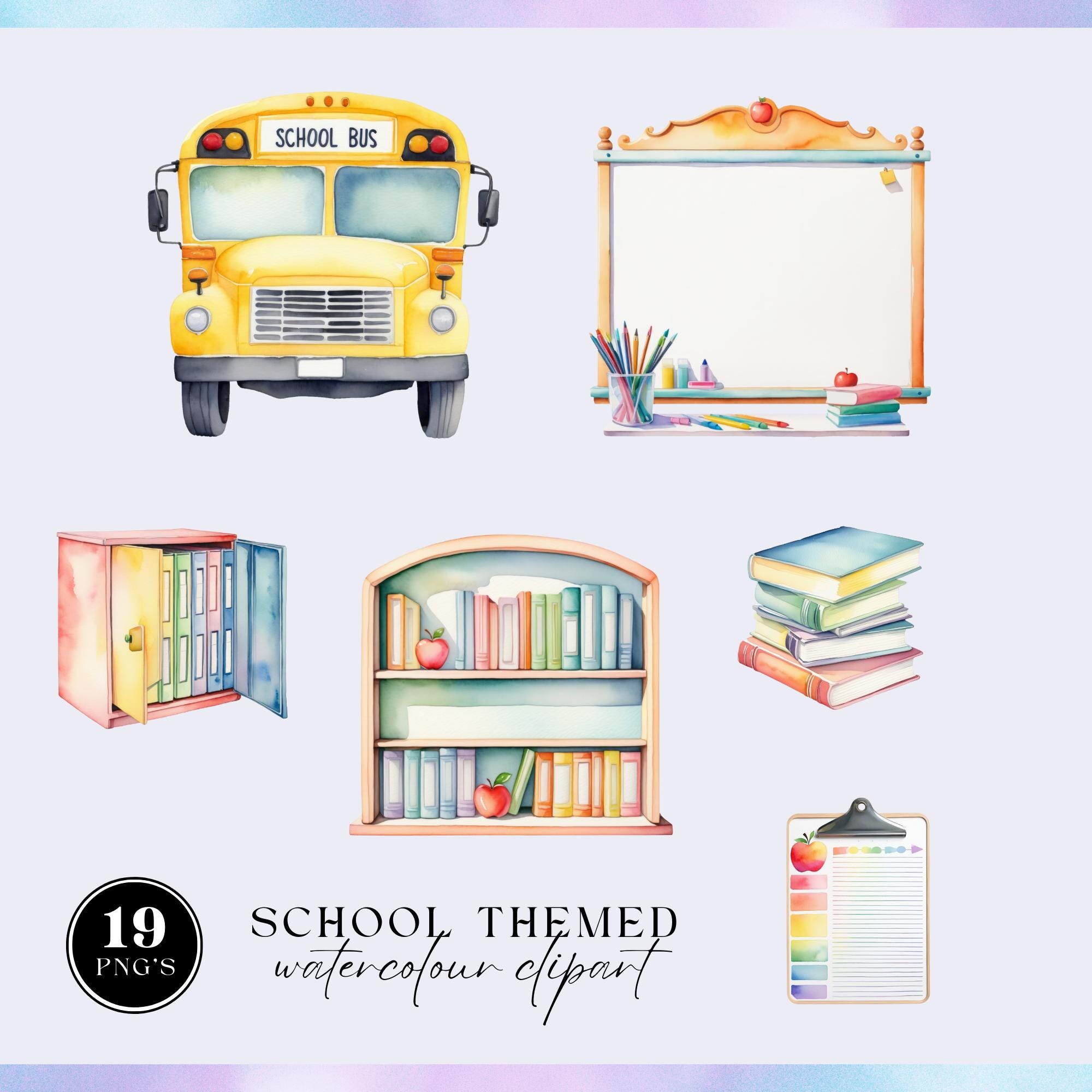 Cute School Supply Clipart, School Supplies Pastel Clip Art ...