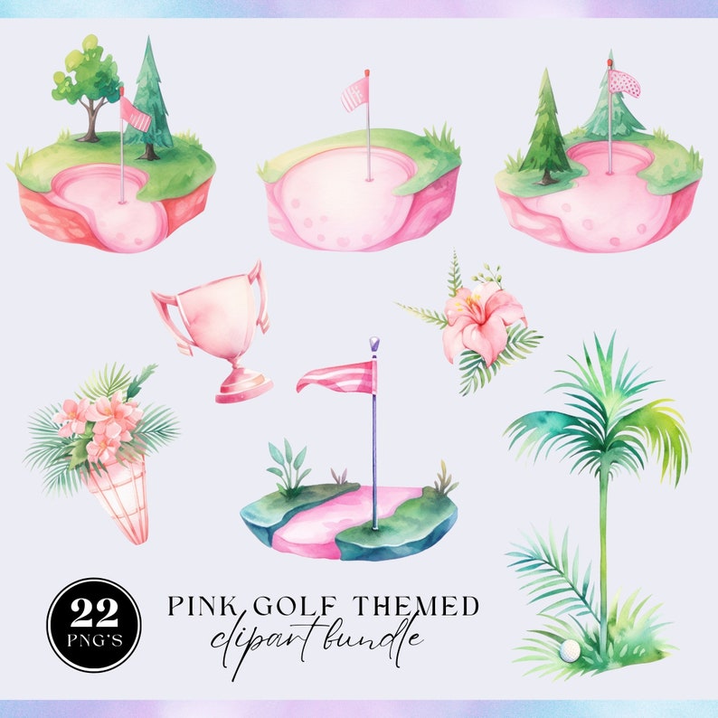 Girly Golf Png Set, Cute Girl Watercolor Clipart, Pink Women's Golfer ...