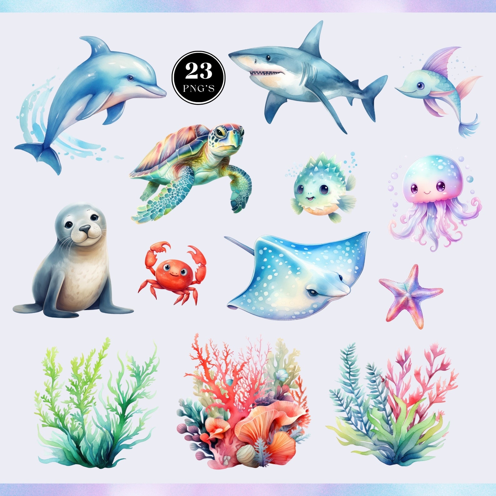 Underwater World Clipart, Under the Sea Watercolor Clip Art, Sea ...