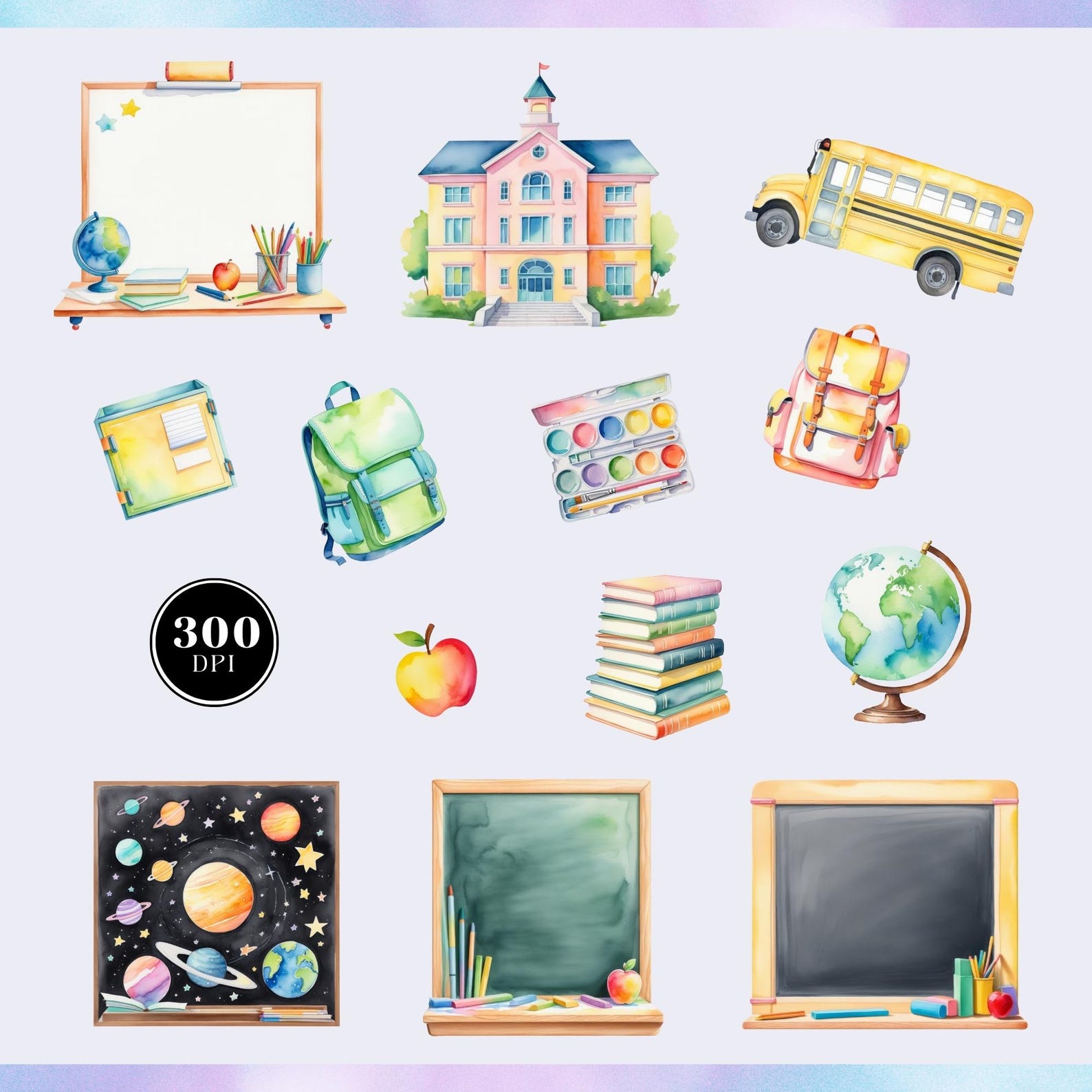 Cute School Supply Clipart, School Supplies Pastel Clip Art ...