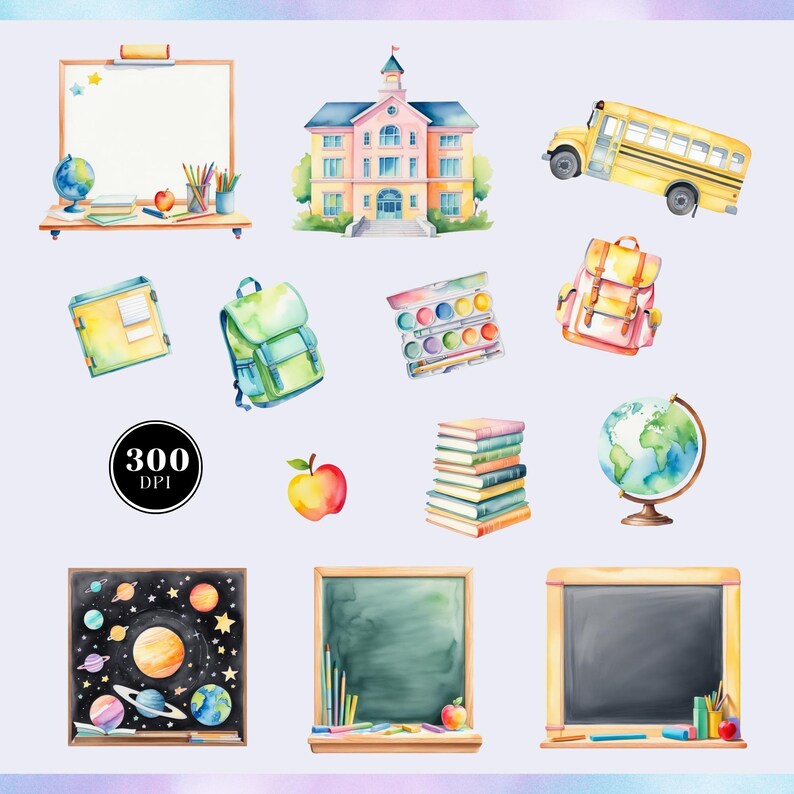 Cute School Supply Clipart, School Supplies Pastel Clip Art ...