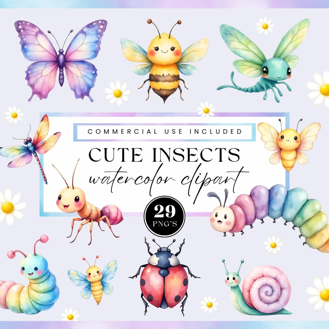 Cute Insects Clipart, Watercolour Bugs PNG, Spring Garden Creatures ...