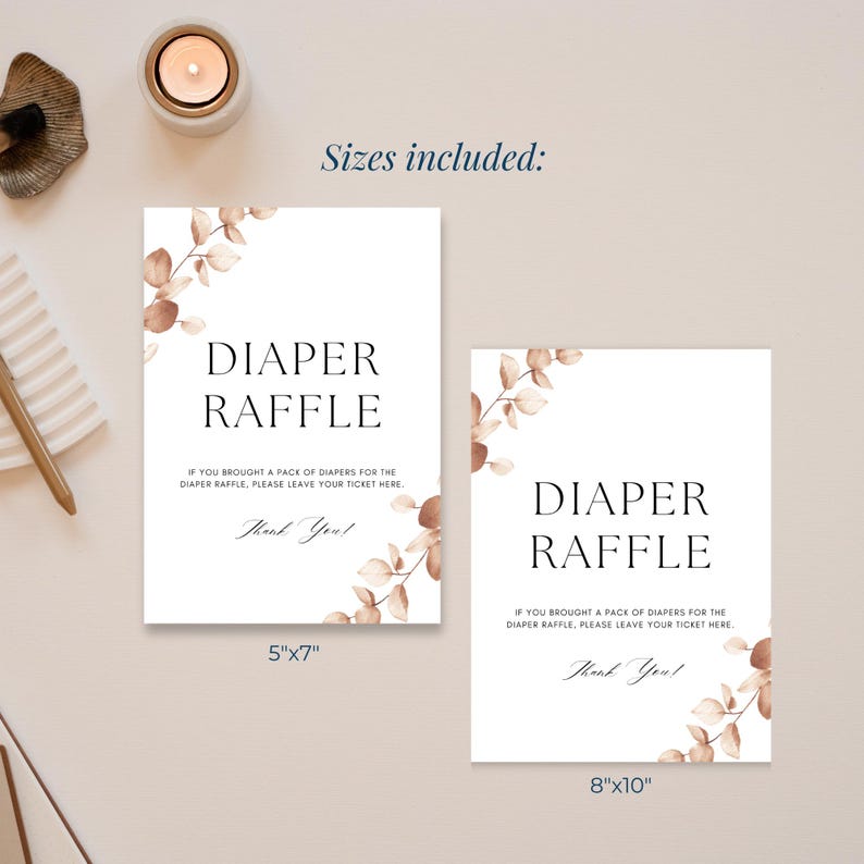 Boho Baby Shower Diaper Raffle Sign, Watercolor Floral Diaper Raffle ...