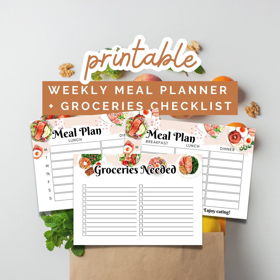 Printable Dinner Menu & Meal Planner Printable Grocery - Etsy