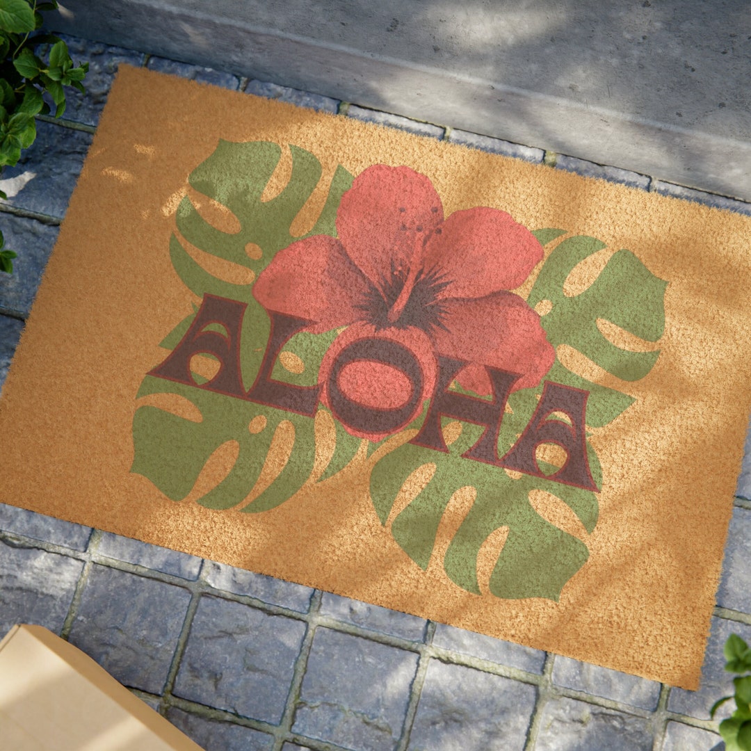 Aloha Welcome Mat Door Mat / Step Into Paradise / Aloha Mat - Etsy