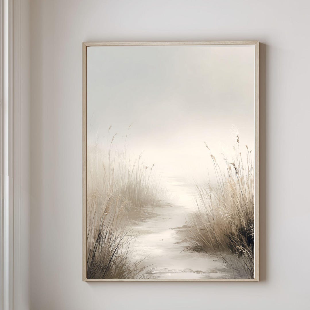 Neutral Coastal Path Wall Art Print, Minimal Beige Landscape, Calm ...