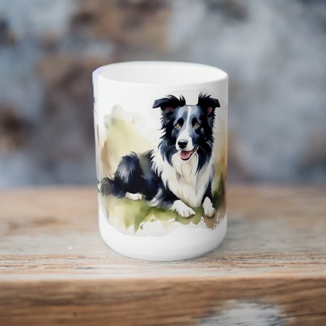 Watercolor Border Collie Mug for Border Collie Dad Gift for Holidays ...