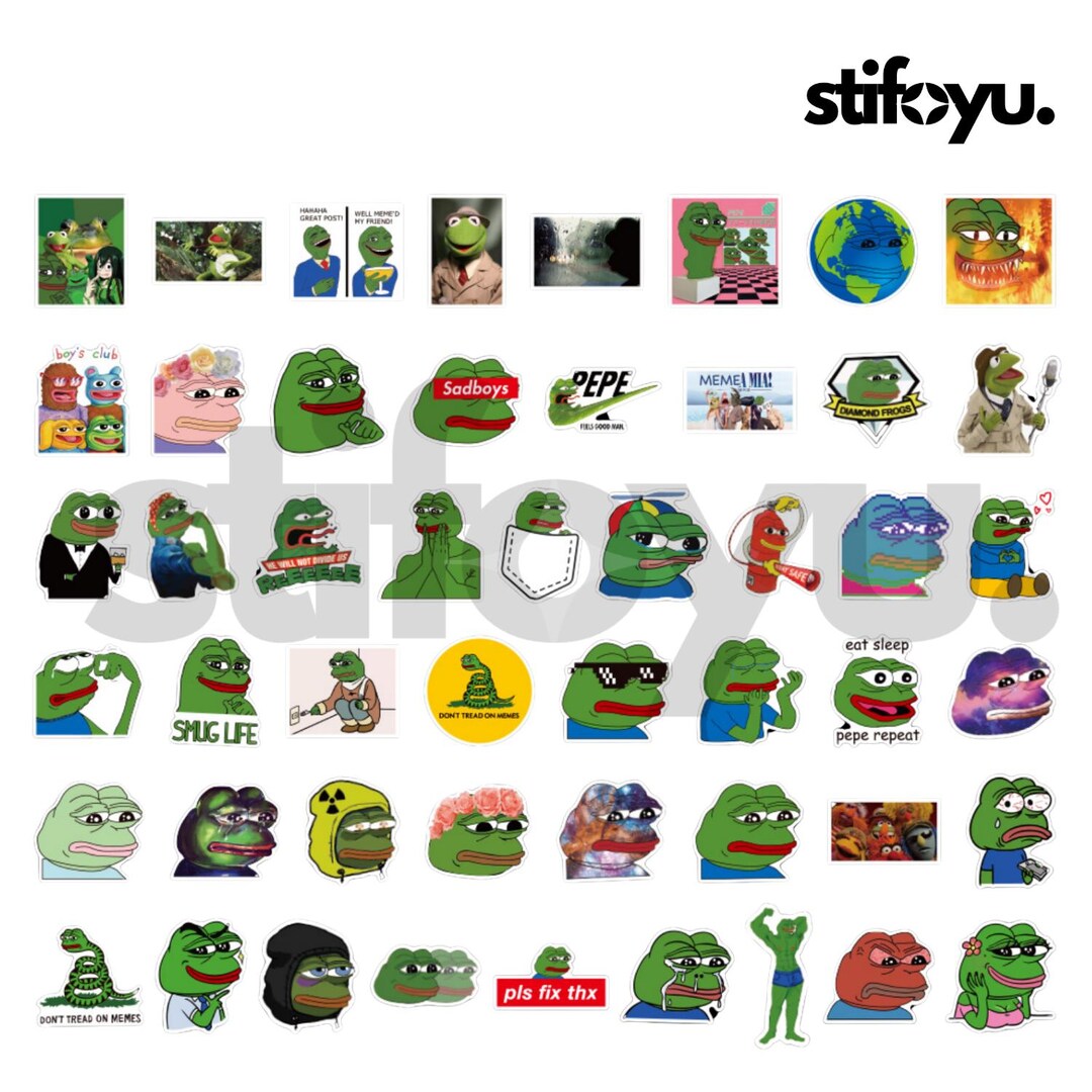 Pepe Meme Sticker Set 50 Pieces Twitch, Internet & Emotes Stickers to ...