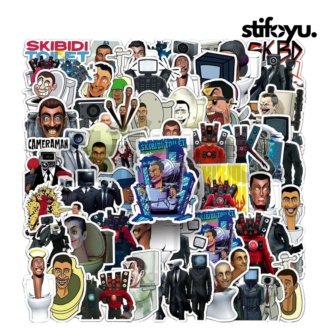 Skibidi Toilet Sticker Set 50 Pieces TV, Camera & Titan Audio Stickers ...