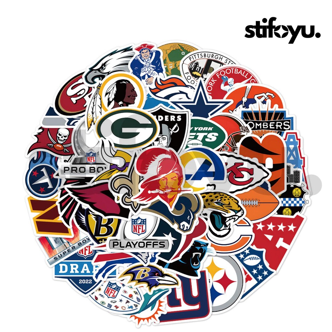 NFL Team Badges Sticker Set 32 Stickers With US Football Teams for Fans ...