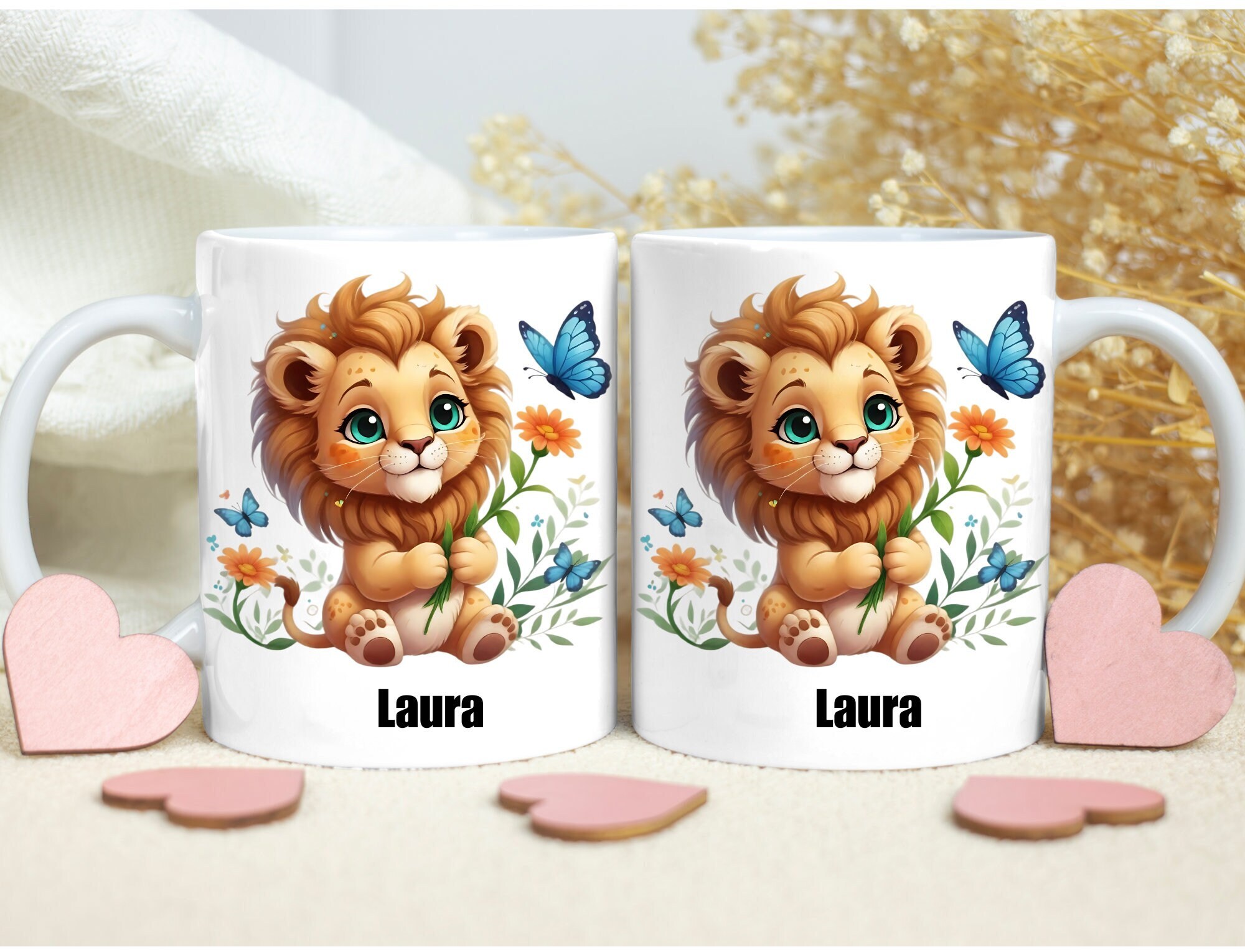 Personalized Coffee Mug With Lion, Cute Lion Mug With Name, Lion Coffee ...