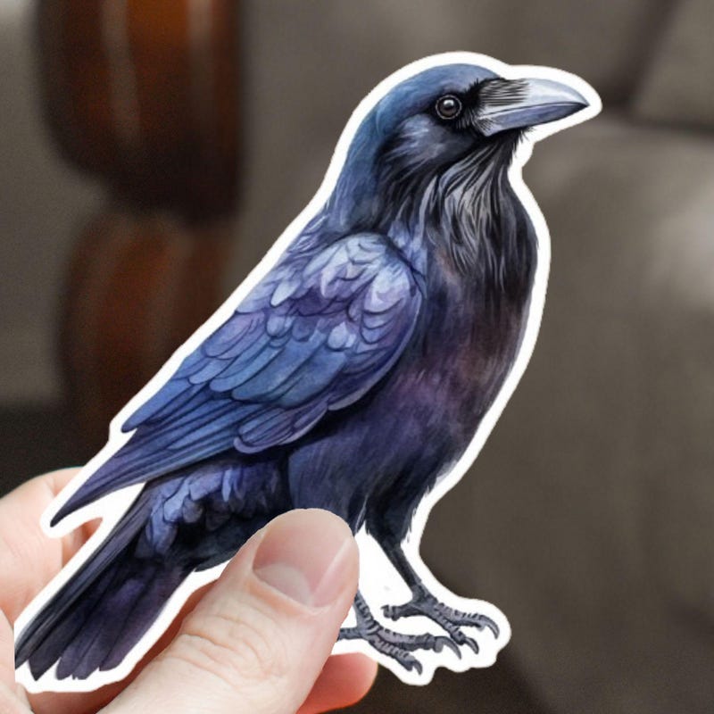 Watercolor Raven Sticker - Etsy