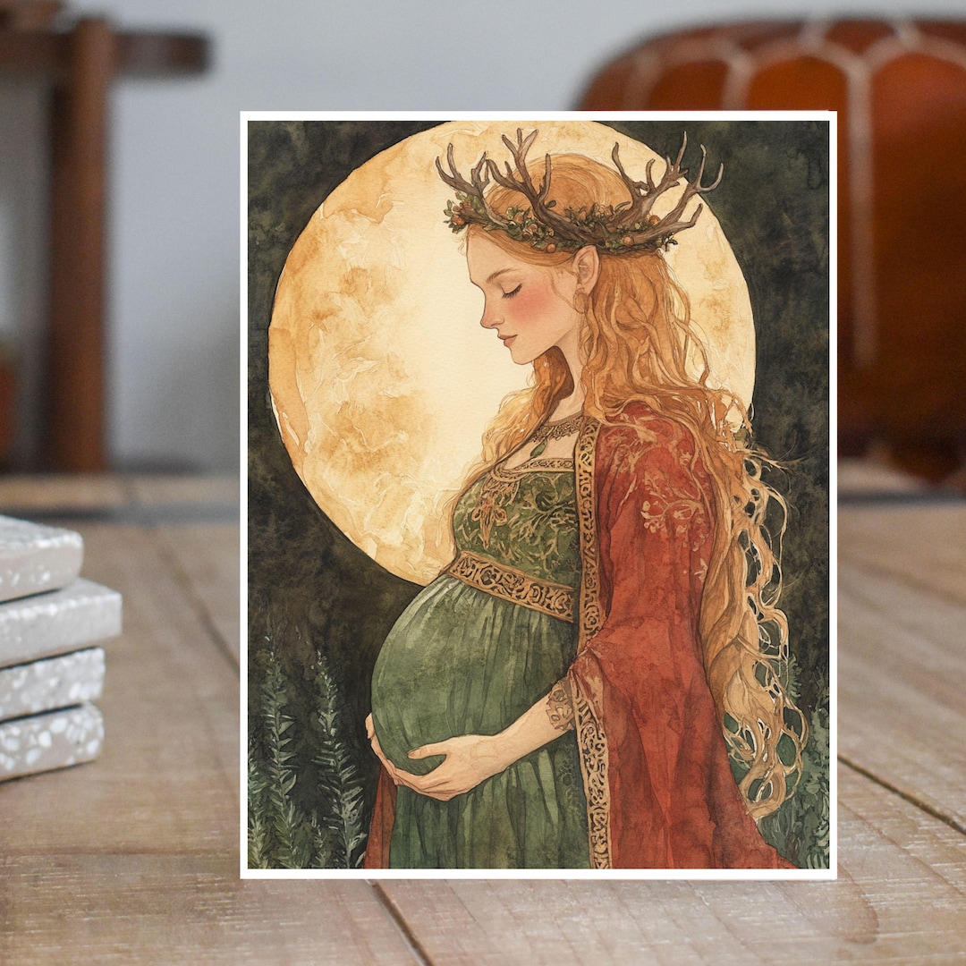 The Great Mother Goddess at Yule Birth of the King Pagan Yule Card ...