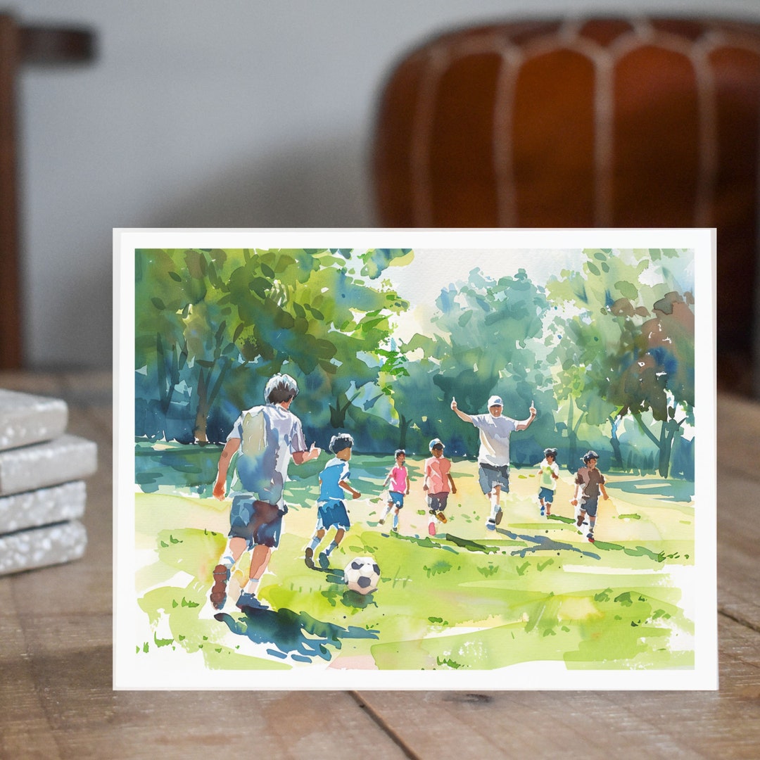 Soccer Coach Greeting Card, Watercolor Note Cards, Invitations Unique ...