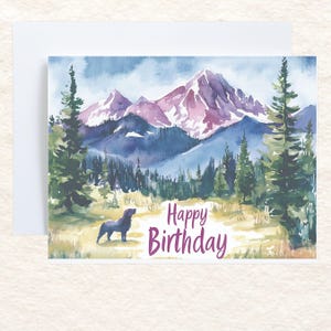 Mountain Birthday Card, Watercolor Mountain Purple Peaks Birthday ...