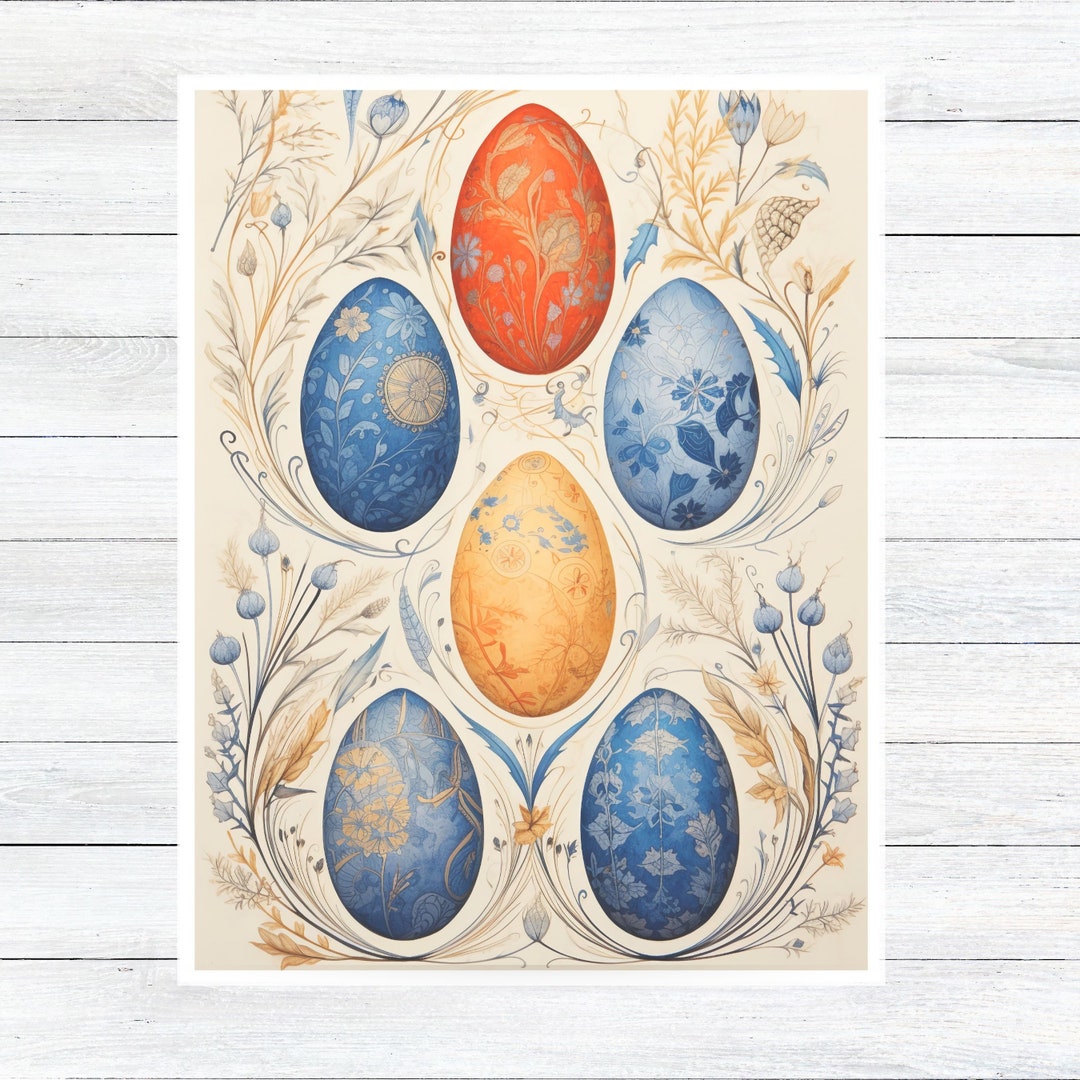 Painted Eggs Greeting Card, 2nd in Series, Watercolor Note Cards ...