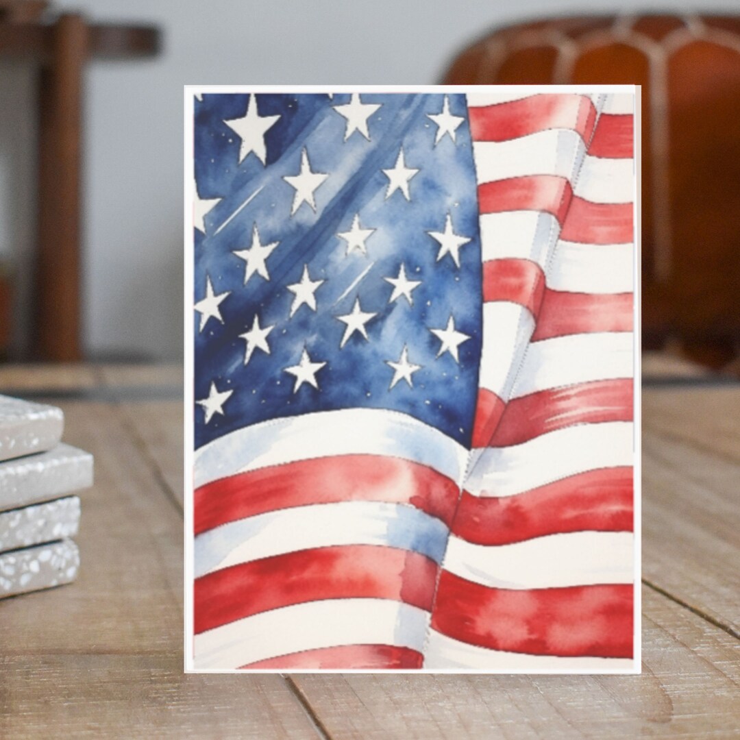 Stars and Stripes Watercolor Art Print, Patriotic Watercolor Handmade ...