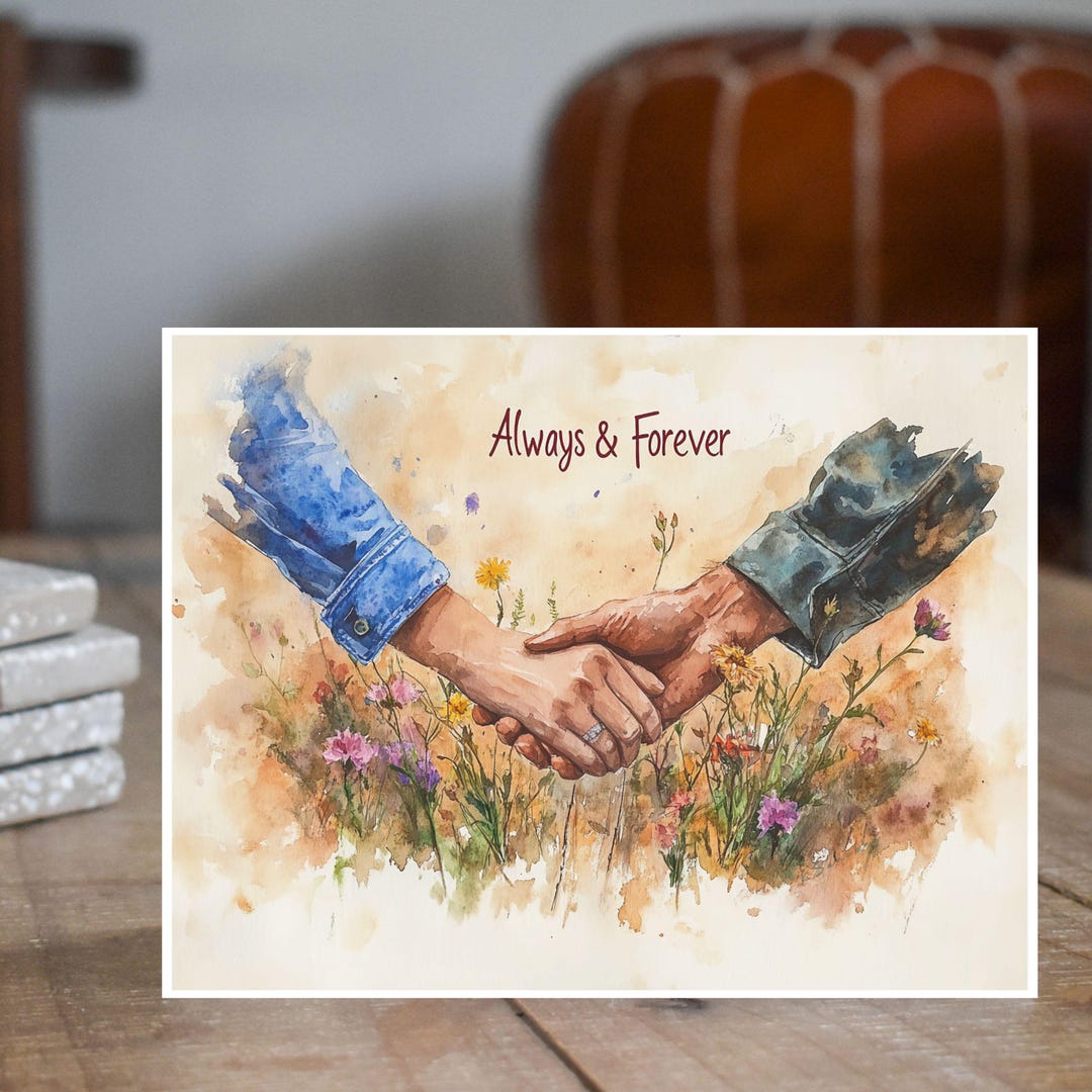 Always & Forever Love Card, Holding Hands in Wildflowers, Romantic ...