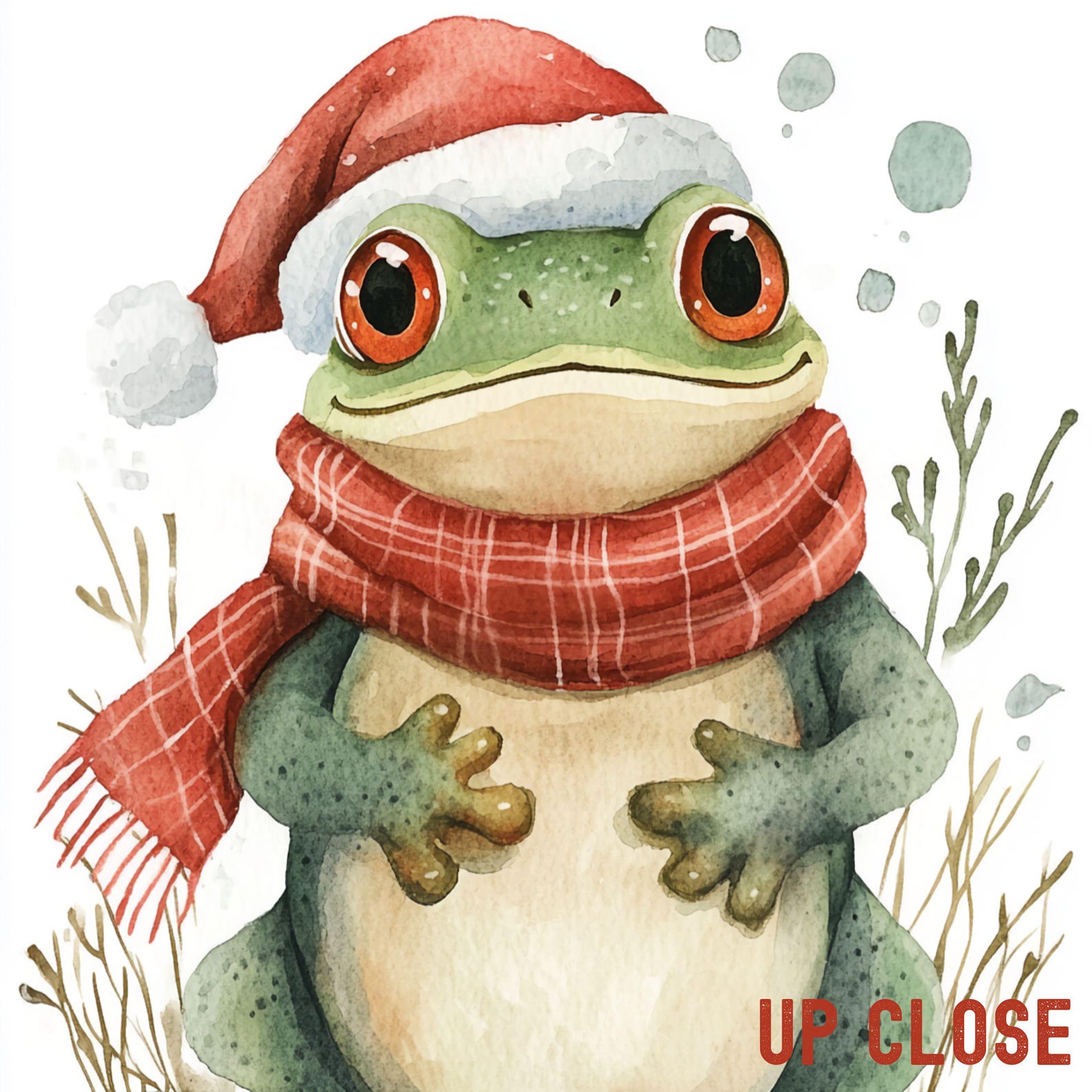 Watercolor Christmas Frog Card, Festive Holiday Greeting, Cute Frog in ...