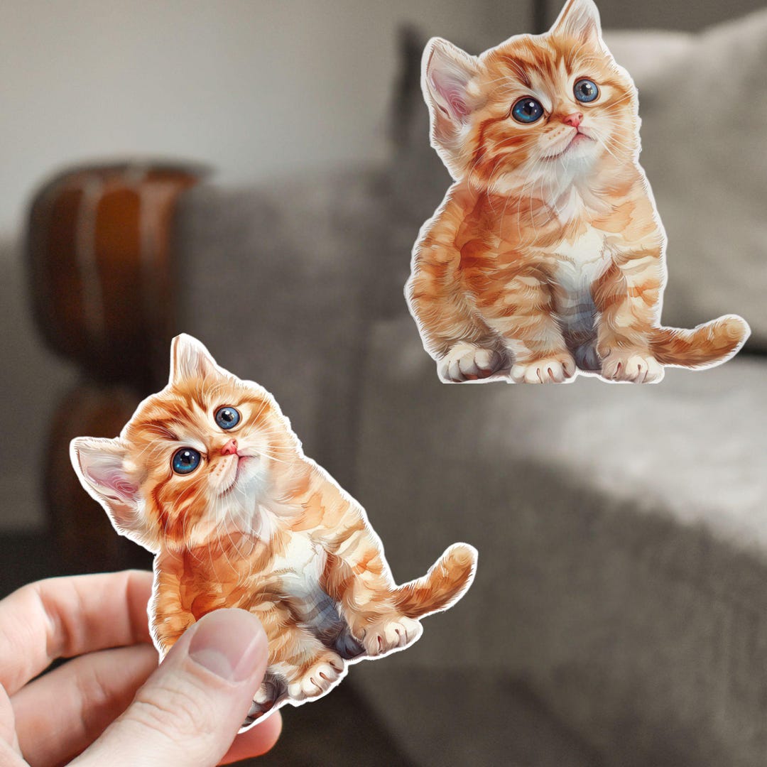 Ginger Murder Mittens Vinyl Sticker, Watercolor Art, Weatherproof, Cute ...