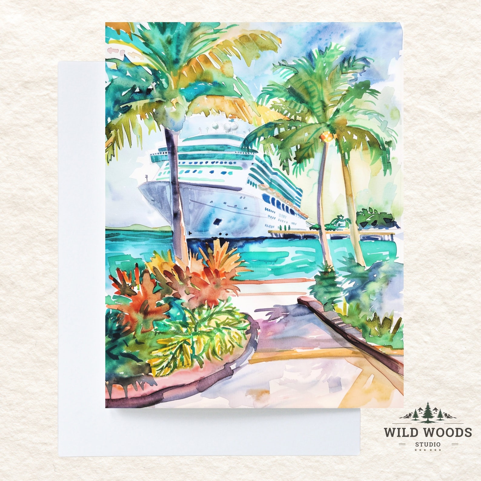 Cruise Ship Greeting Card, Vacation Vibes, Note Cards, Thank You Cards ...