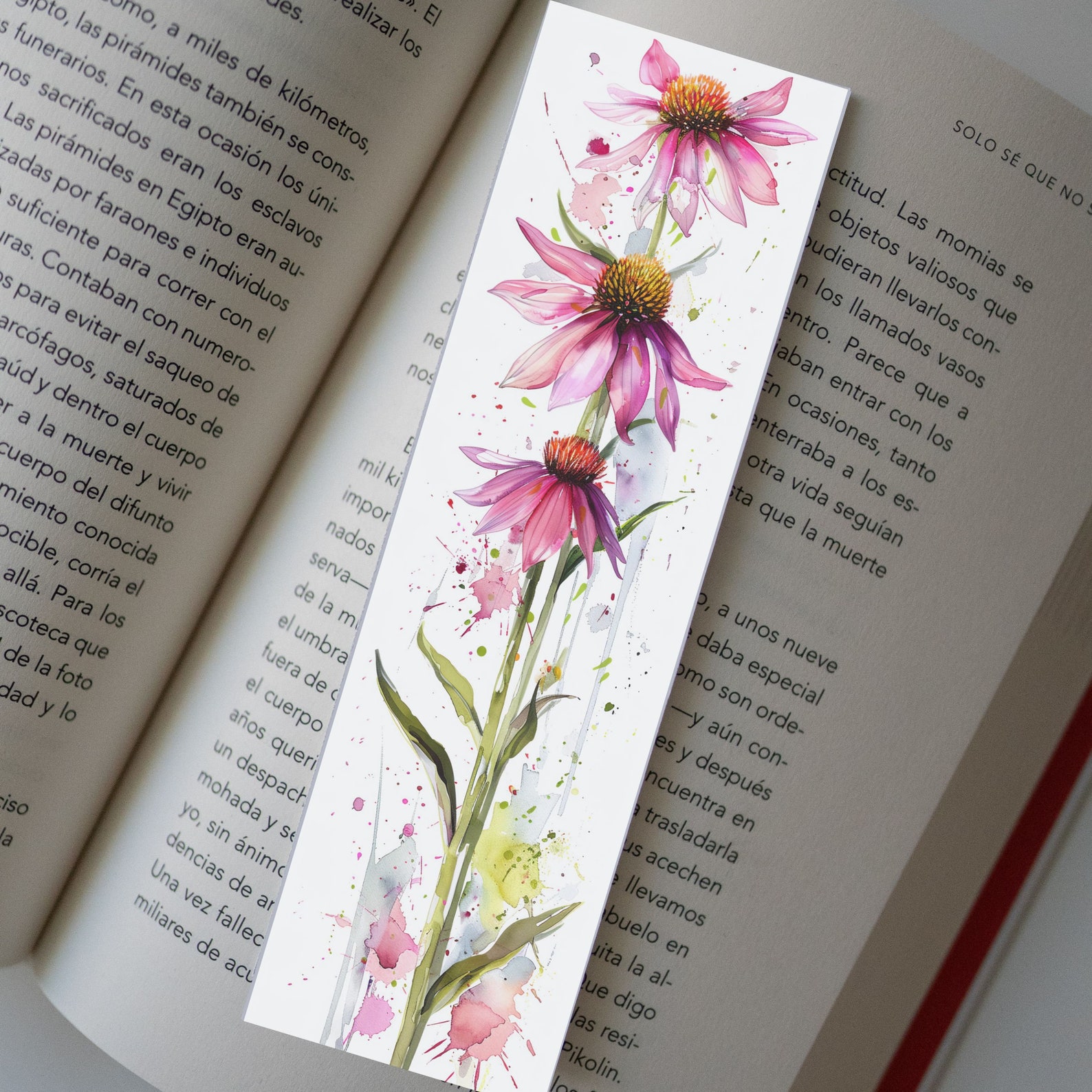 Watercolor Pink Coneflower, Echinacea Print, Botanical Bookmark, Floral ...