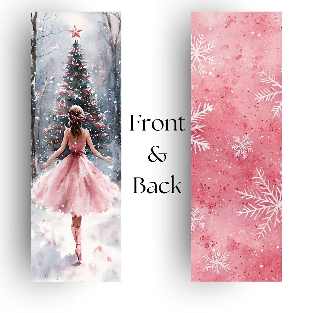 Pastel Pink Christmas Ballerina Bookmark, Festive Ballet Holiday Gift ...