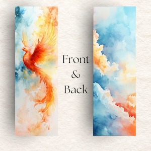The Celestial Phoenix – A Symbol of Renewal Bookmark, Watercolor ...