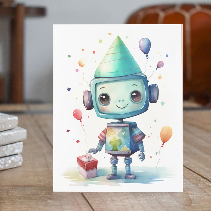 Robot Birthday Card - Etsy