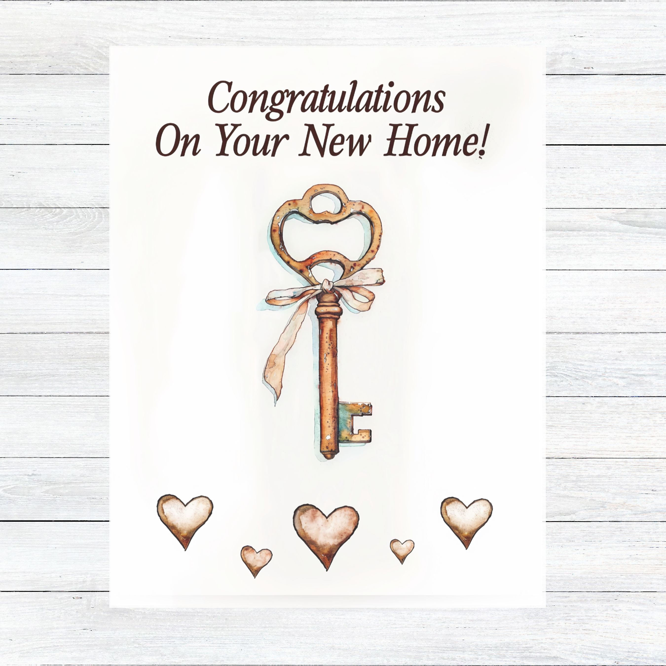 New Home Celebration, Watercolor Key Art, Congratulations Greeting Card ...