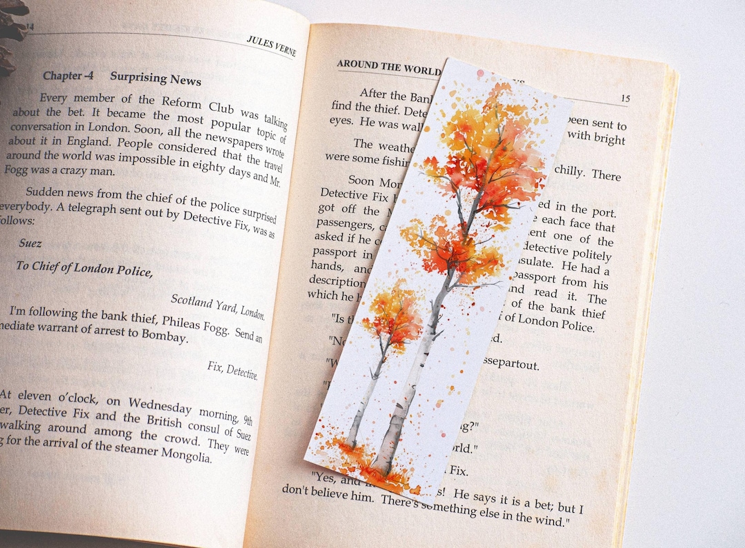 Autumnal Maple Tree Bookmark, Watercolor Unique Handmade Bookmark ...