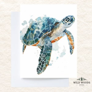 Sea Turtle Greeting Card - Ocean Themed, Note Cards, Thank You Cards ...