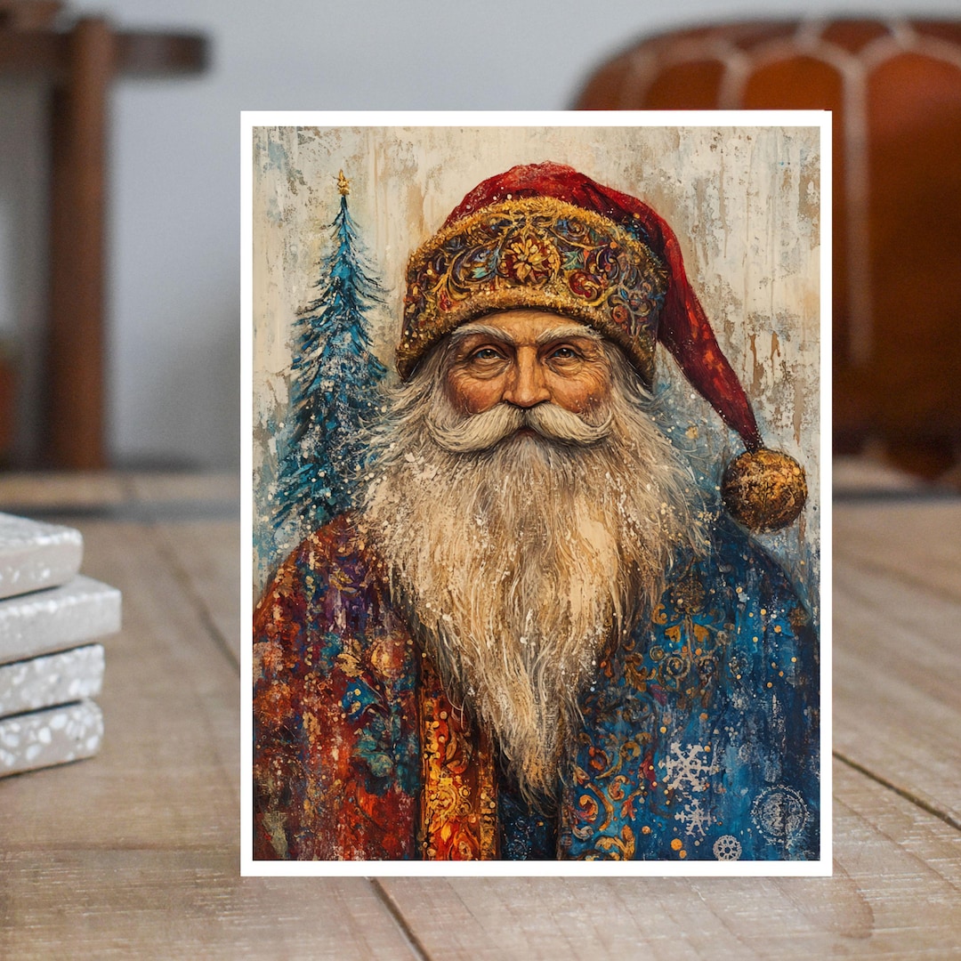 Old World Santa Card, Vintage St. Nicholas Christmas Greeting ...