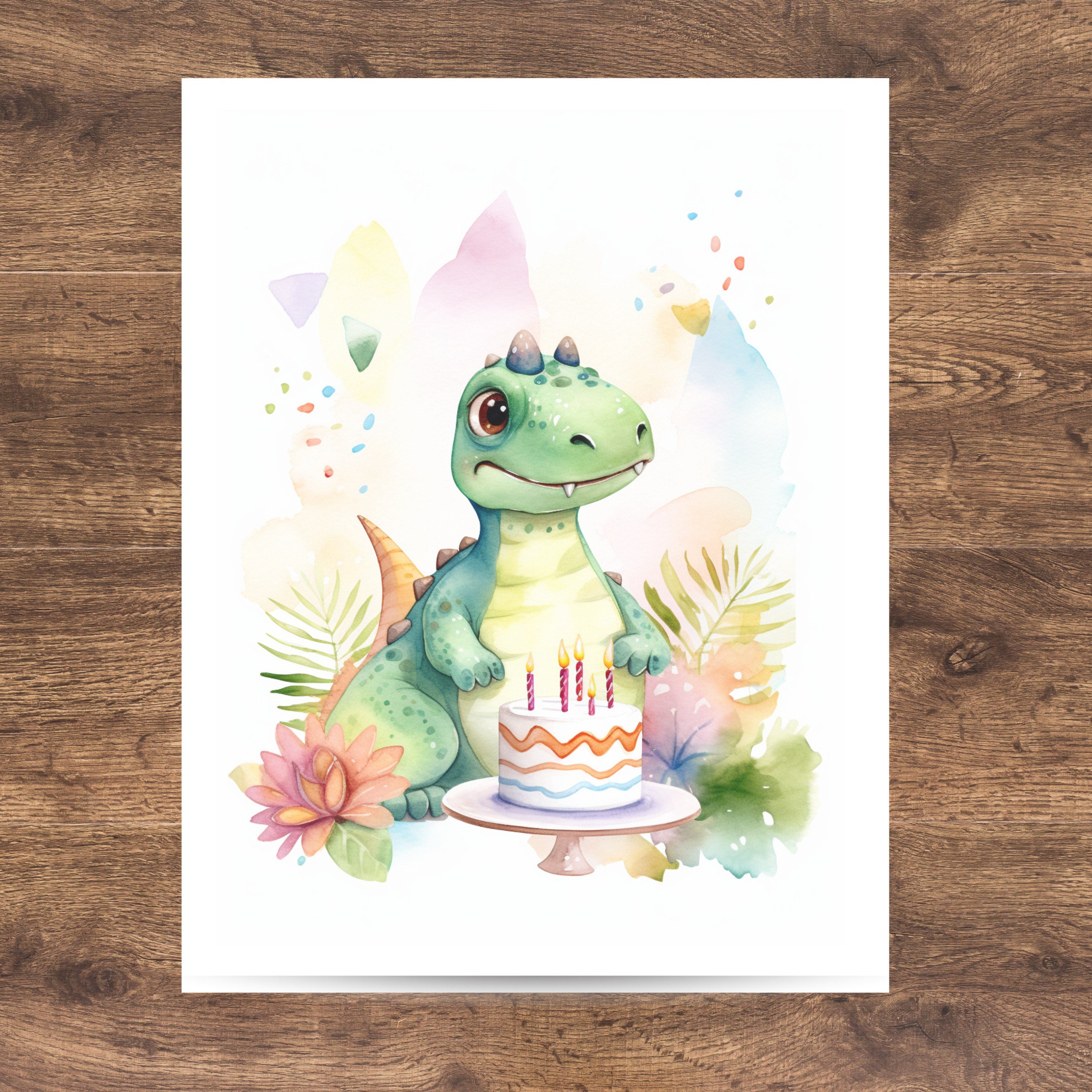 Dinosaur Birthday Greeting Card for Kids, Party Invitations, Cute ...