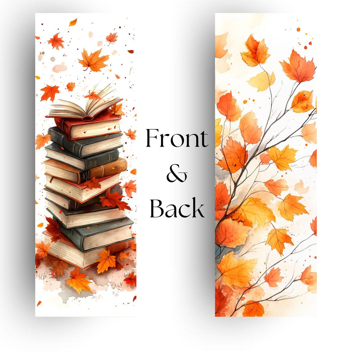 Autumn Books and Leaves Bookmark, Cozy Fall Reader Gift, Book Lover ...
