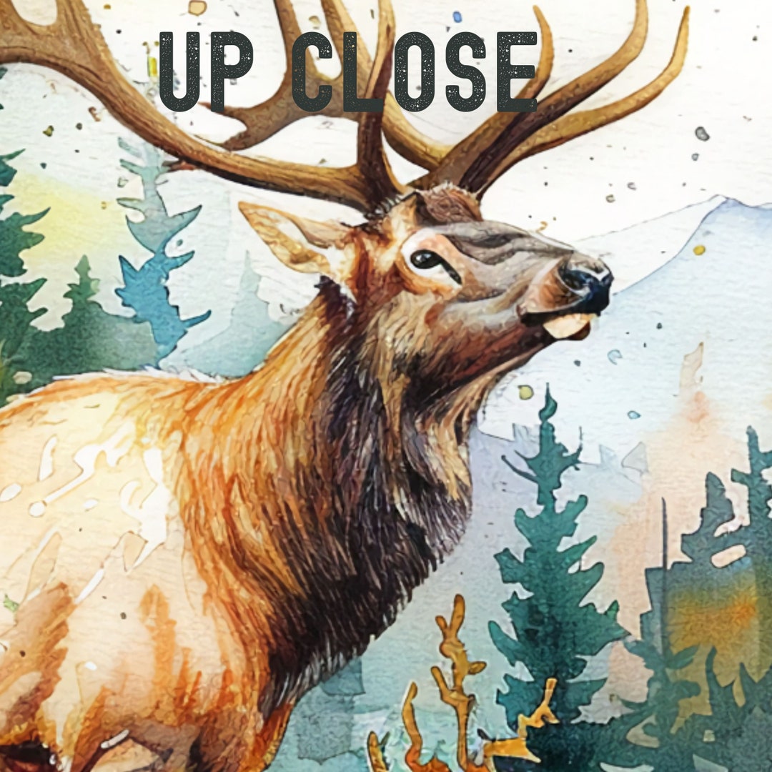 Majestic Elk in Autumn Forest Watercolor, Wildlife Scene, Elk in Nature, Watercolor High Quality ...