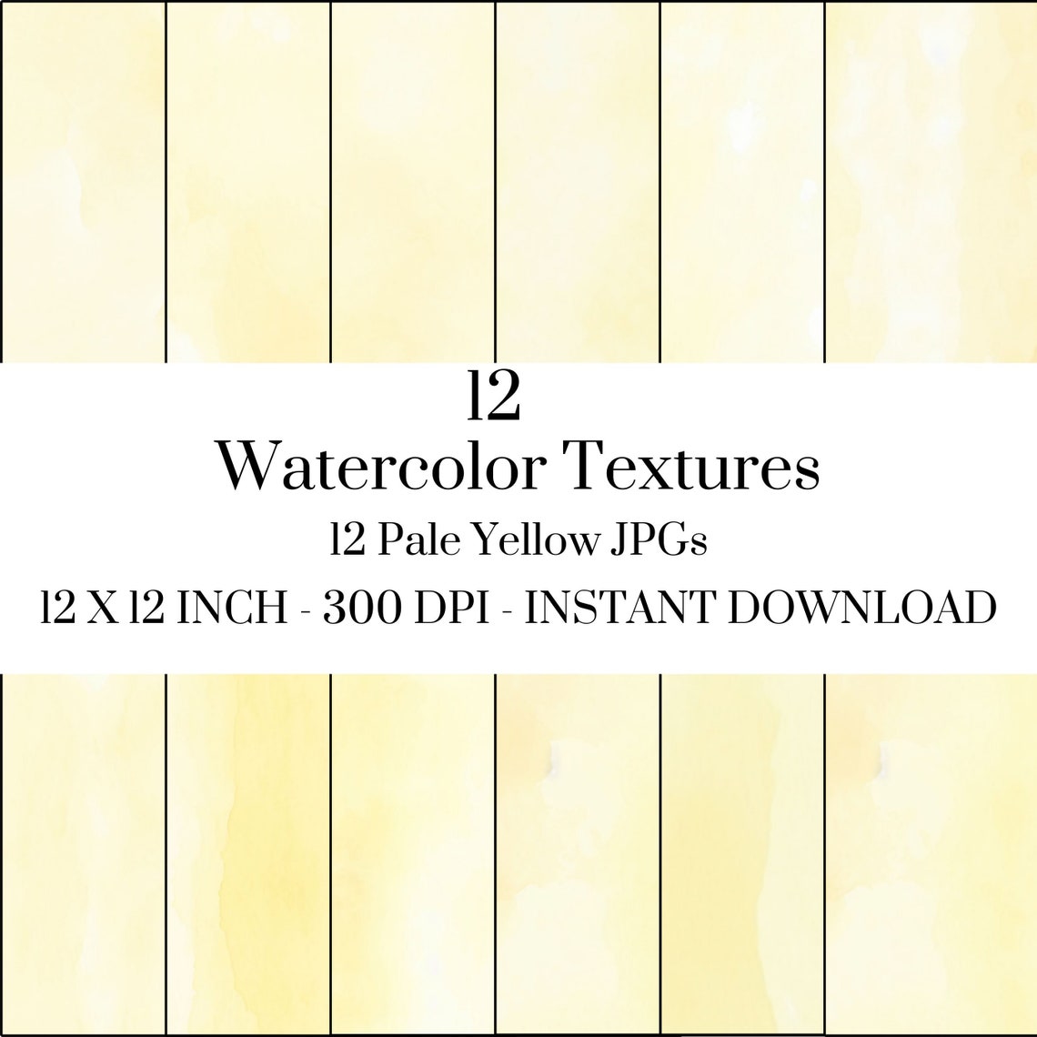 Watercolor Digital Paper Pack 12 Yellow Watercolour Texture Papers for ...