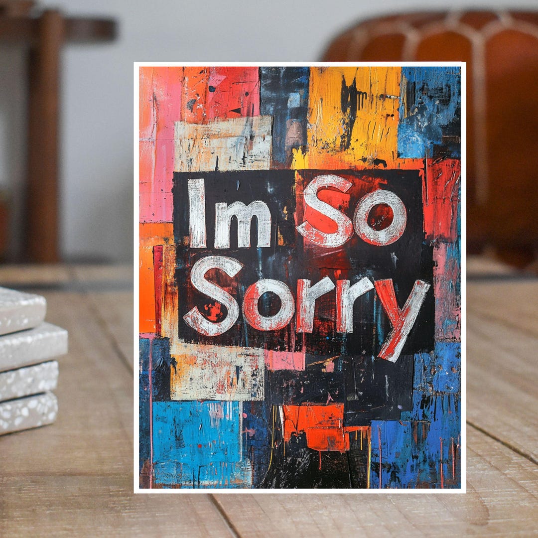Bold I'm so Sorry Card Mixed Media Handmade Note, Greeting, All ...