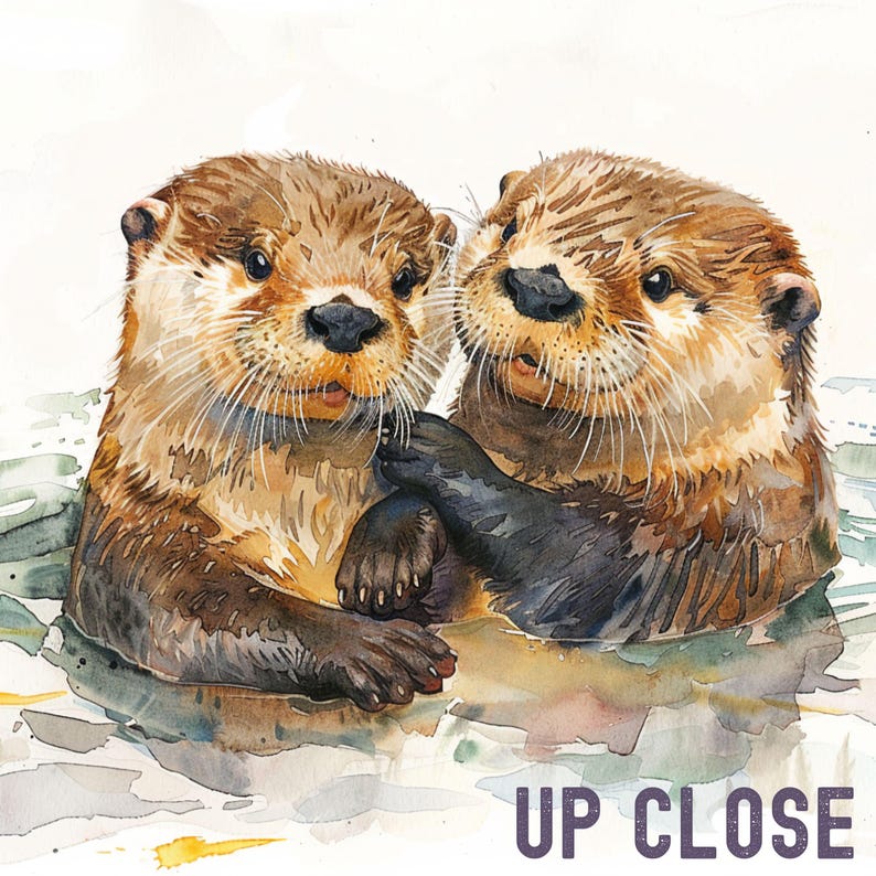 Otter Couple Love Card, Watercolor Print Handmade Card - Etsy
