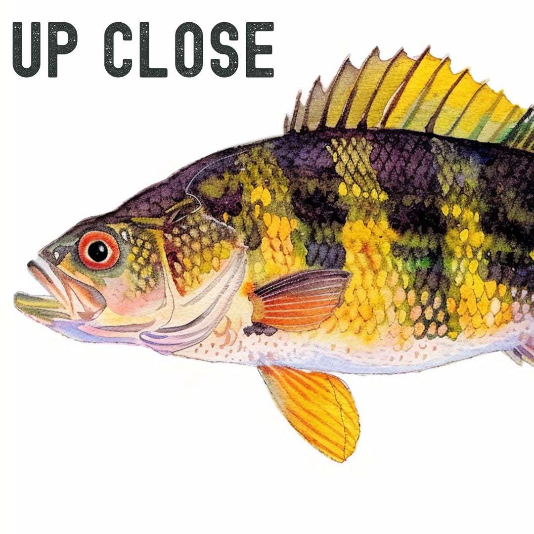 Yellow Perch Art Print, Vivid Freshwater Fish, Ideal for Anglers, High ...
