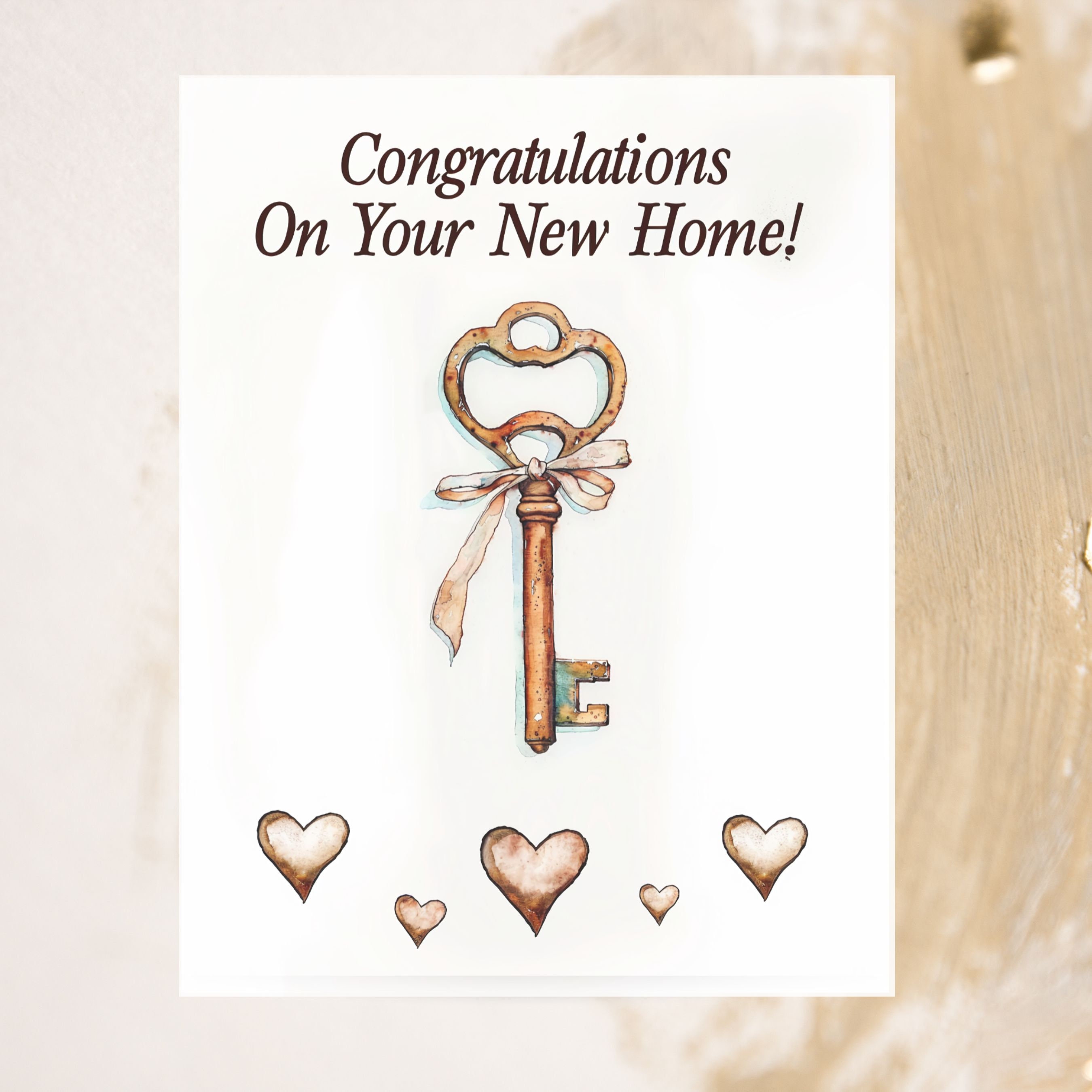 New Home Celebration, Watercolor Key Art, Congratulations Greeting Card ...
