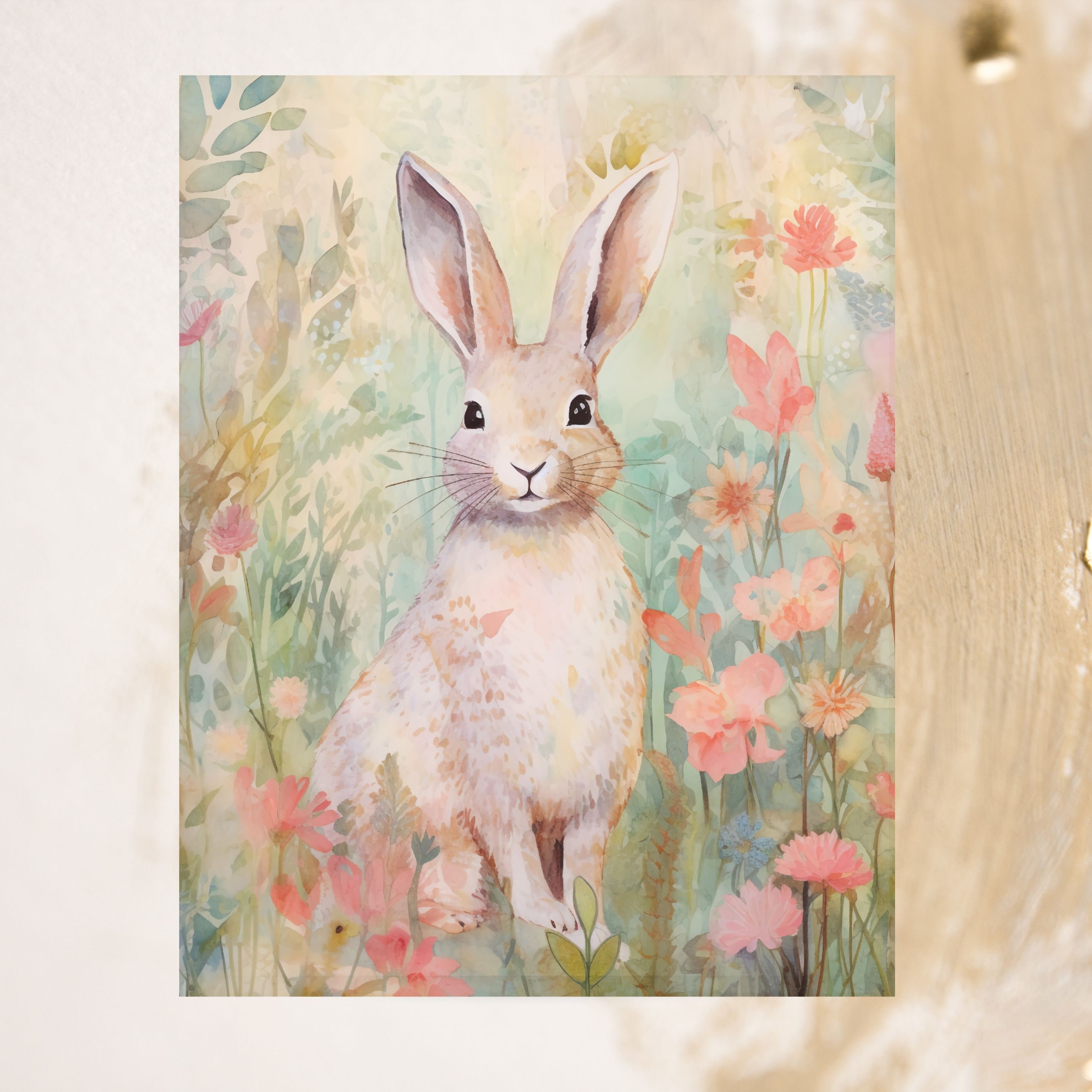 Bunny Cottagecore Watercolor Greeting Card, Note Card, Invitation ...