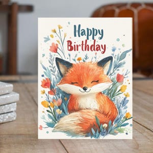 Woodland Fox Birthday Card, Cute Animal Birthday Greeting, Forest Fox ...